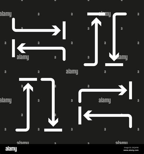 Directional Arrows Set White Arrows On Black Background Navigation