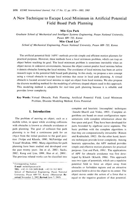 pdf a new technique to escape local minimum in artificial potential