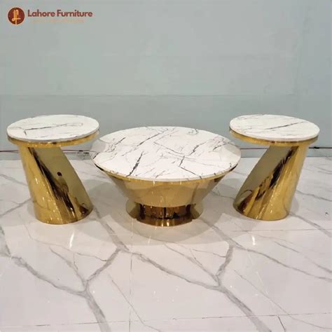 Fancy Round Center Table 3 Piece Set Elegant Living Room Decor