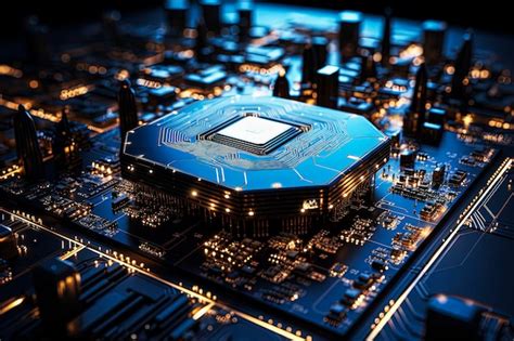 Premium AI Image Generative AI Illustration Of Close Up Of Circuit CPU Board With Electronic