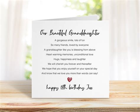 18th Birthday Card Granddaughter Eighteenth Personalised Etsy