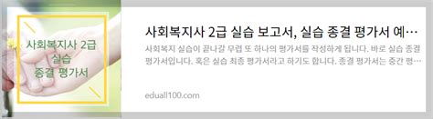 사회복지사 2급 실습보고서 실습기관 분석 보고서 예시 예문