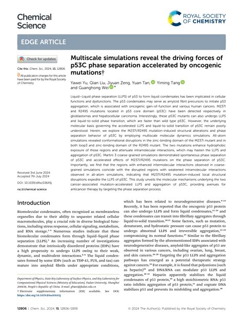 Pdf Multiscale Simulations Reveal The Driving Forces Of P53c Phase