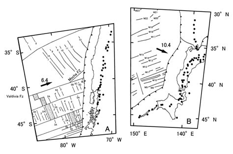 Map Showing The Age And Convergent Rate Of Subducting Oceanic