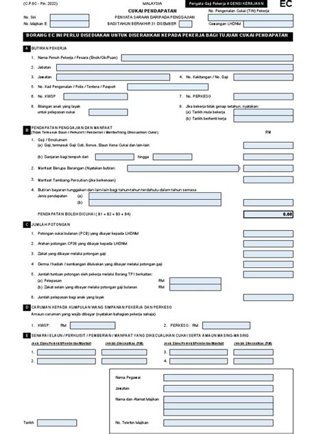 Borang C P 8c Ec Format Excel Pdf