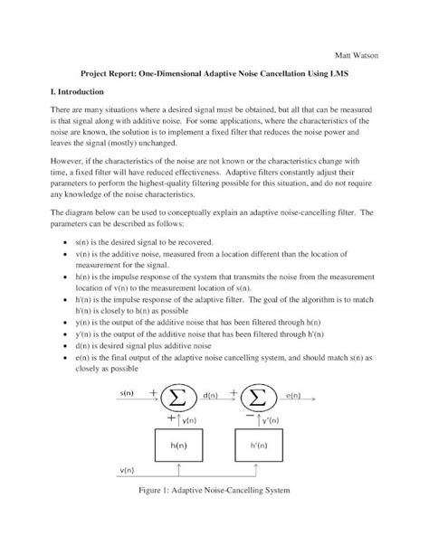 Pdf One Dimensional Adaptive Noise Cancellation Using Lms Dokumen Tips