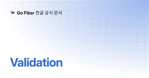 Validation Go Fiber 한글 공식 문서