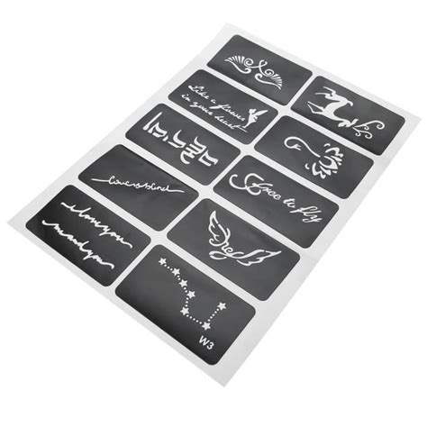 Kit de Tatouage Temporaire Pochoirs de Tatouage au Henné Réutilisables
