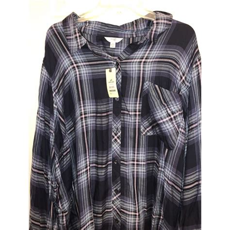Terra And Sky Womens Plus Size Plaid Button Down Depop