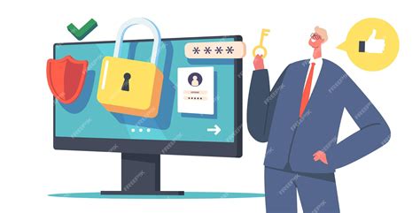Premium Vector Data Protection Concept Male Character Holding Key