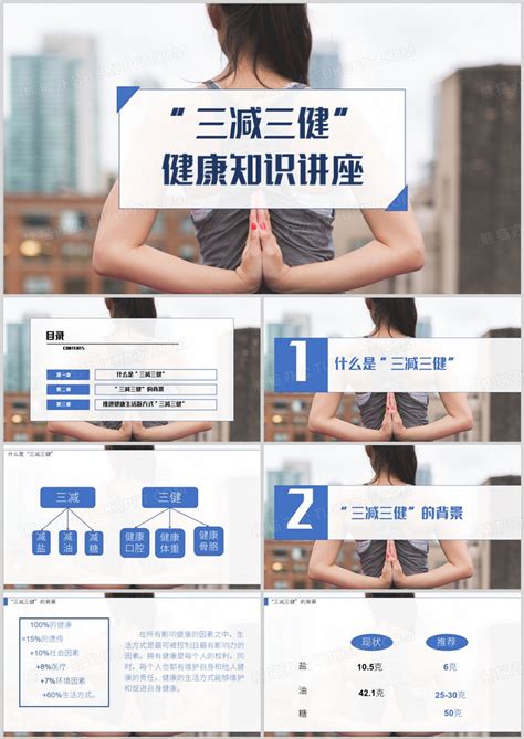 健康护理三减三健PPT模板下载 熊猫办公