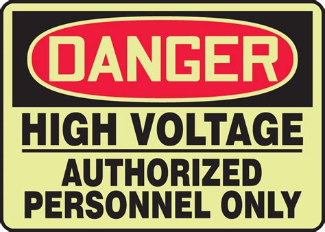 High Voltage Authorized Personnel Only Lumi Glow™ Osha Danger Mlel125