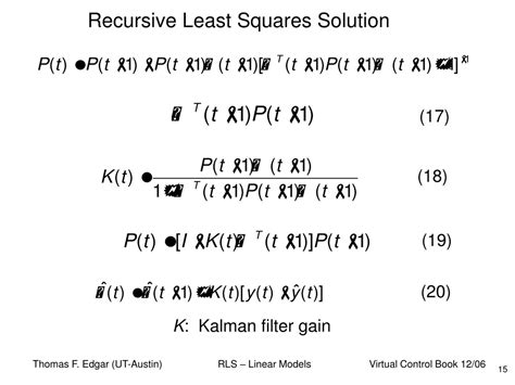 Ppt Recursive Least Squares Parameter Estimation For Linear Models