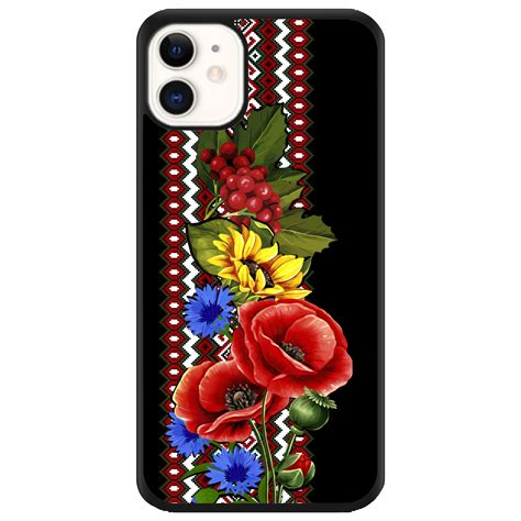 【Чехол для Apple Iphone 11 пластиковый с чёрными силиконовыми бортиками Ornament Ukraine