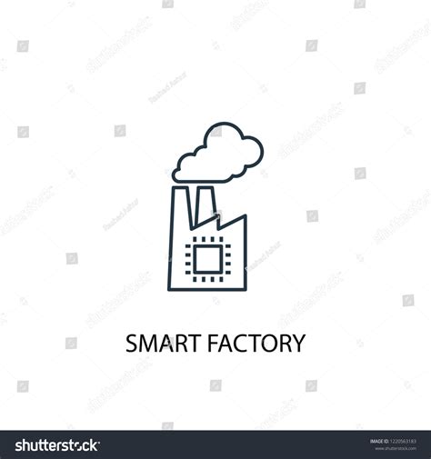 Smart Factory Concept Line Icon Simple Stock Vector Royalty Free Shutterstock