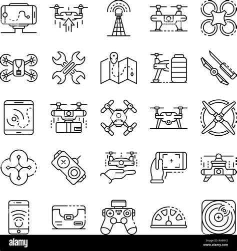 Drone Icon Set Outline Style Stock Vector Image And Art Alamy