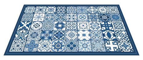 Blue And White Mosaic Pattern Tile Mat Tenstickers