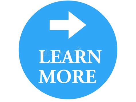 Learn More Text In A Blue Circle With Arrow Illustration Stock