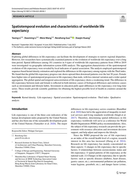 Pdf Spatiotemporal Evolution And Characteristics Of Worldwide Life