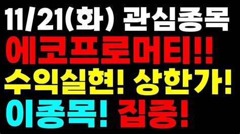 주식 1121화 관심종목 에코프로머티 메디아나 스톰테크 에이직랜드 부방 핑거 두산로보틱스 우듬지팜 디티앤씨알오 Youtube
