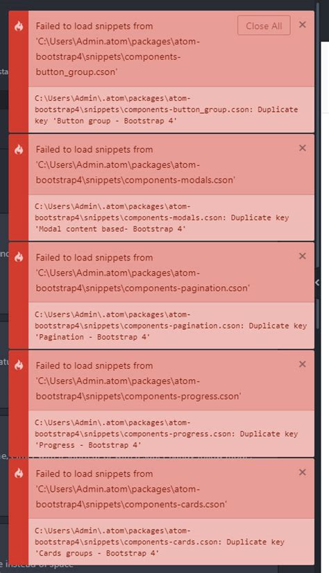 Atom Snippets Unable To Load Components Button Group Cson Issue 52