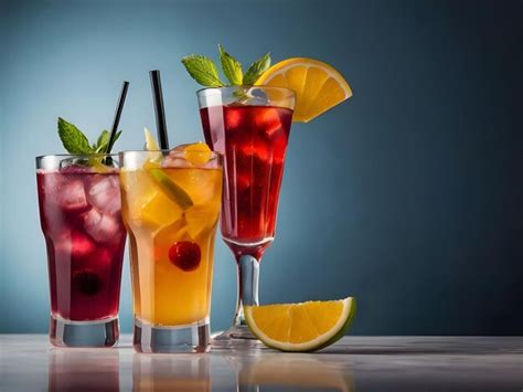 Premium Photo Glasses Of Cold Cocktails On Color Background