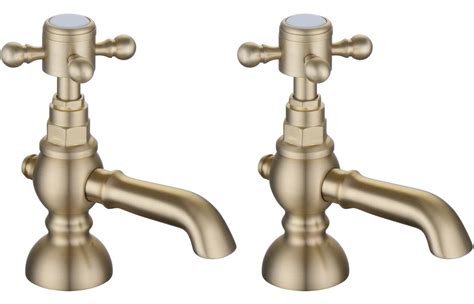 Stour Basin Pillar Taps Brushed Brass 01 Bar Kpsb106800 — Kent Plumbing Supplies