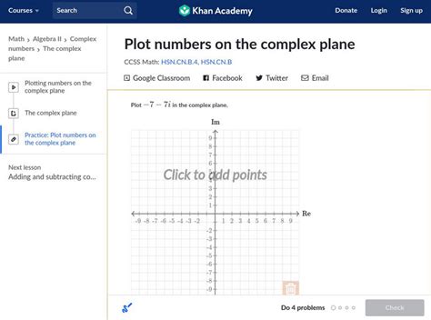 Khan Academy Plot Numbers On The Complex Plane Unknown Type For 9th 10th Grade Lesson Planet