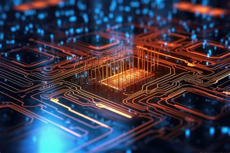 Minimalistic Abstract Background With Circuit Board Patterns And Glowing Lines Capturing The