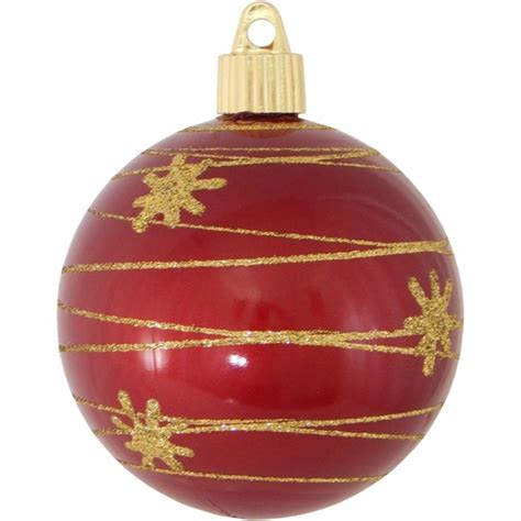 4ct Candy Red Tangles And Flakes Shatterproof Shiny Christmas Ball