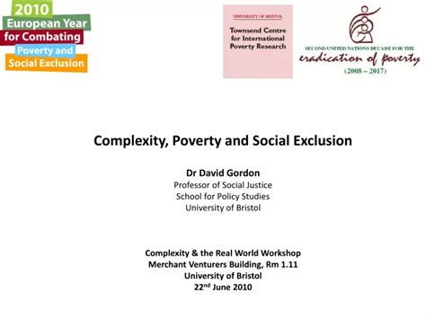 Ppt Complexity Poverty And Social Exclusion Understanding The Real