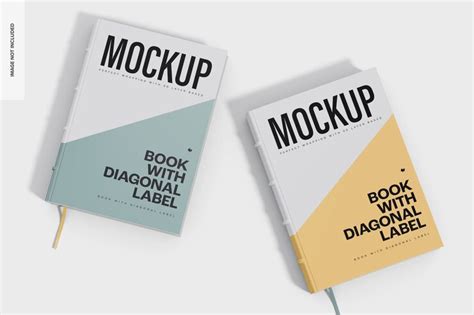 Premium Psd Books With Diagonal Label Mockup