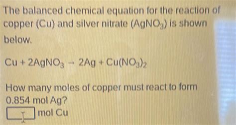 The Balanced Chemical Equation For The Reaction Of Copper Cu And