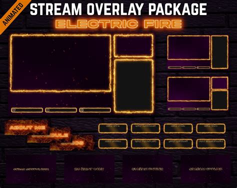 Electric Fire Twitch Overlay Package Neon Twitch Theme With Fire Flames