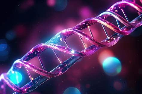 추상 Dna 아트 디지털 배경 Dna 분자 Ai로 생성된 이중 나선으로 꼬인 이중 두 가닥의 컴퓨터 그림 프리미엄 사진