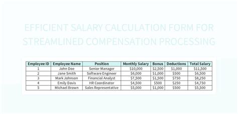 Efficient Salary Calculation Form For Streamlined Compensation