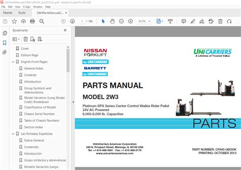 Unicarriers Nissan Forklift 2w3 Parts Manual Pn Cf840 Ubook Pdf