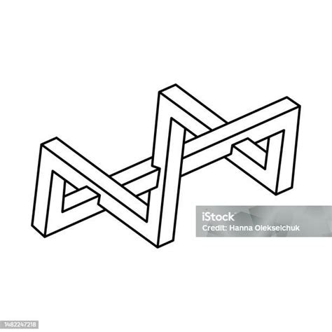 Optical Illusion Shape Unreal Geometric Object Impossible Figure Op Art Stock Illustration