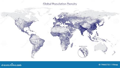 Stippled Vector Map Of Global Population Density