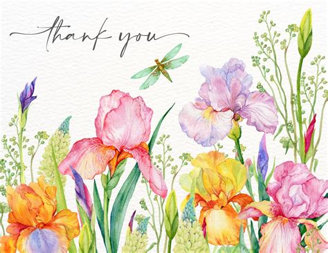 Watercolor Flower Thank You Postcards Digital Download Editable