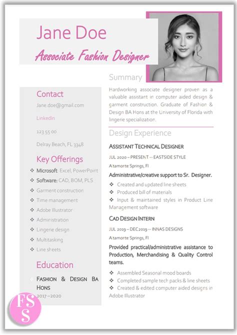 A Pink And White Resume Template With An Image Of A Womans Face On It