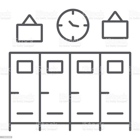 학교 사물함 얇은 라인 아이콘 체육관 및 변경 옷장 기호 벡터 그래픽 흰색 배경에 선형 패턴 10에 대한 스톡 벡터 아트 및 기타 이미지 Istock