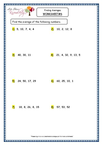 Free Averages Worksheet Download Free Averages Worksheet Png Images Free Worksheets On Clipart