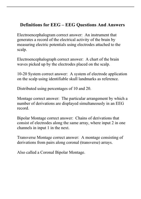 Definitions For EEG EEG Questions And Answers EEG Stuvia US