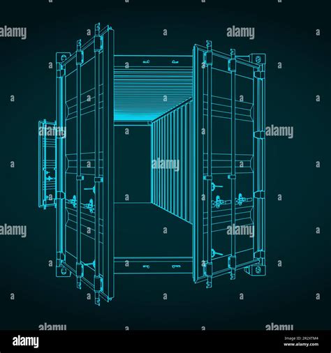 Stylized Vector Illustration Of Sketch Of A Cargo Container Stock