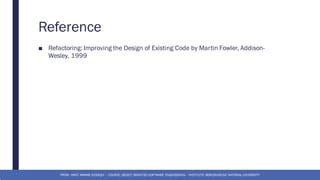 7 Refactoring Object Oriented Software Engineering BNU Spring 2017
