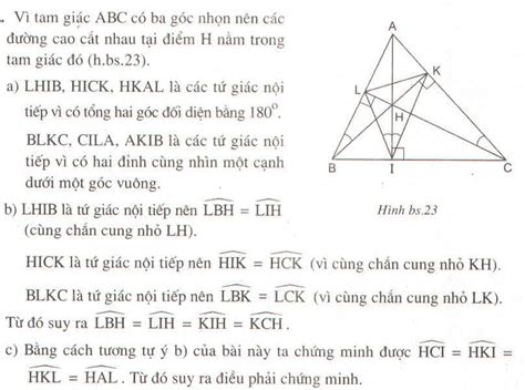 Cho Tam Giác Abc Có Ba Góc Nhọn Vẽ Các đường Cao Ai Bk Cl Của Tam