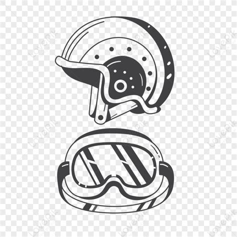 만화 일러스트 스키 고글과 헬멧스키 타다장비 Png 일러스트 무료 다운로드 Lovepik