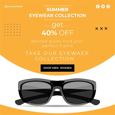 Sunglasses Social Media Post Banner Design Behance