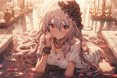 Premium Ai Image Anime Girl Taking Chocolate Bath Manga Style